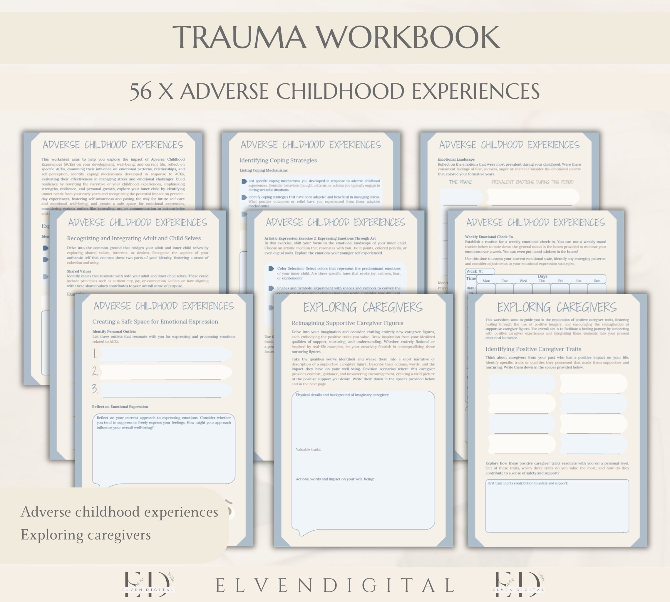 Trauma Therapy Bundle Nervous System Regulation Workbook Adult Trauma ...