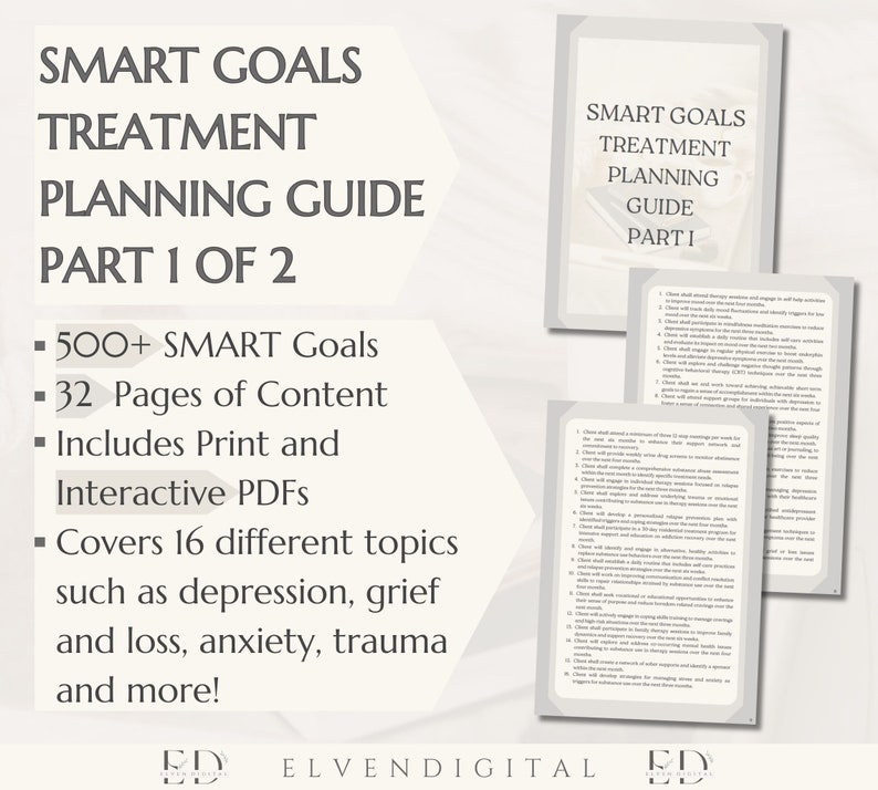 SMART Goals Treatment Planning Guide Therapy Intervention Clinical ...