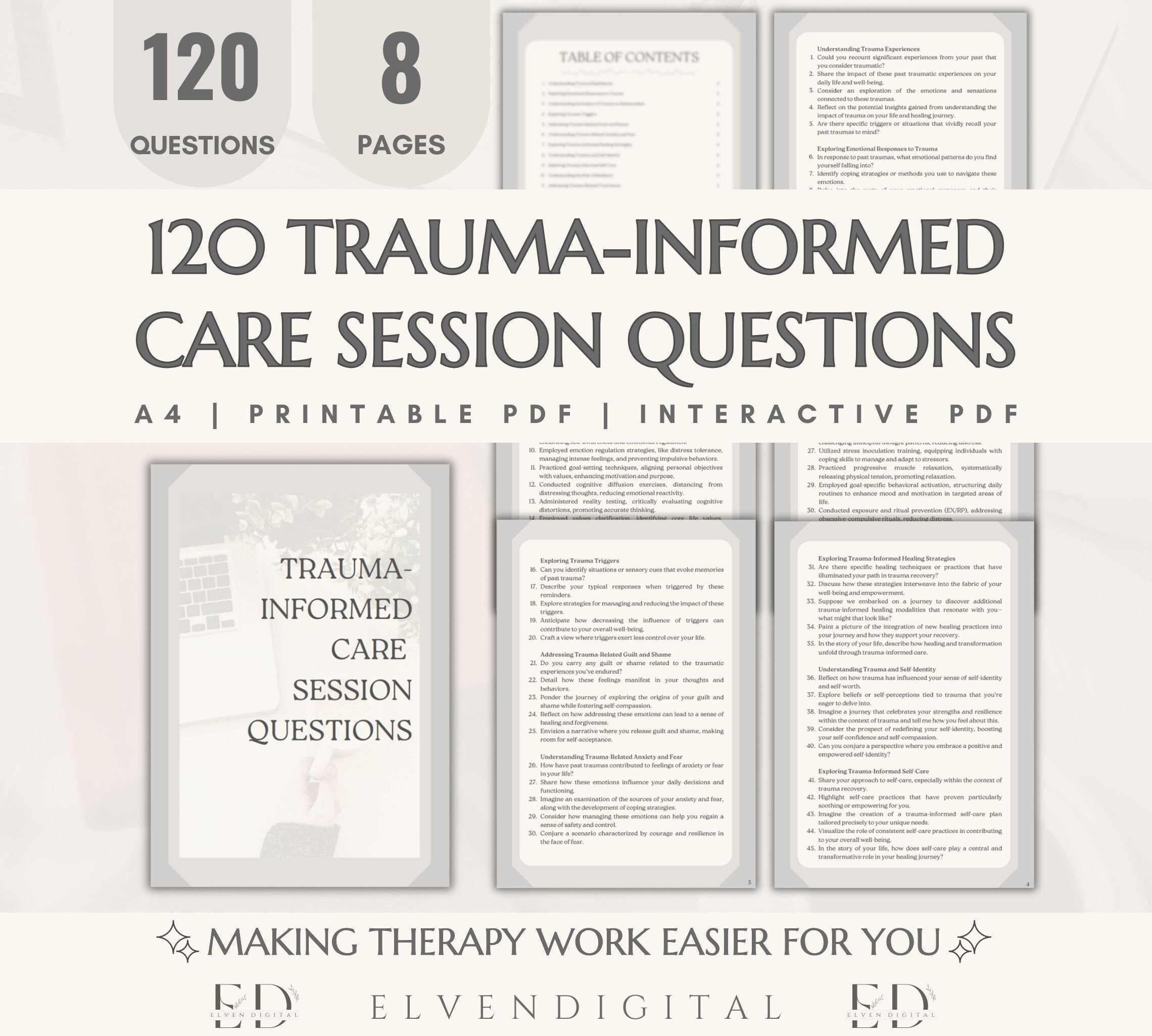 Trauma Informed Therapy Session Questions for Client Counseling ...