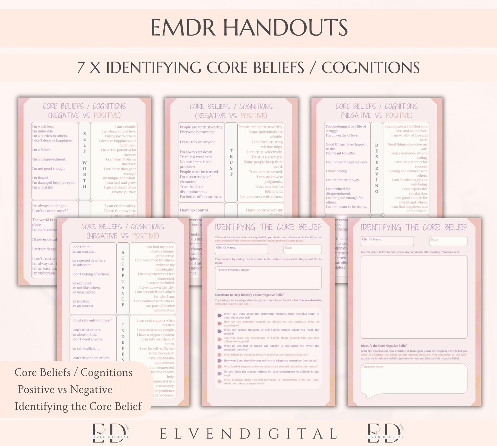EMDR Worksheet Bundle EMDR Script for Therapist EMDR Therapy Worksheets ...
