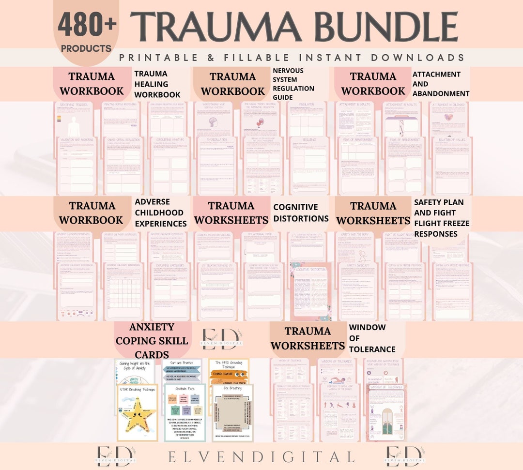 Trauma Therapy Worksheets Adult Mega Bundle Attachment Styles ...