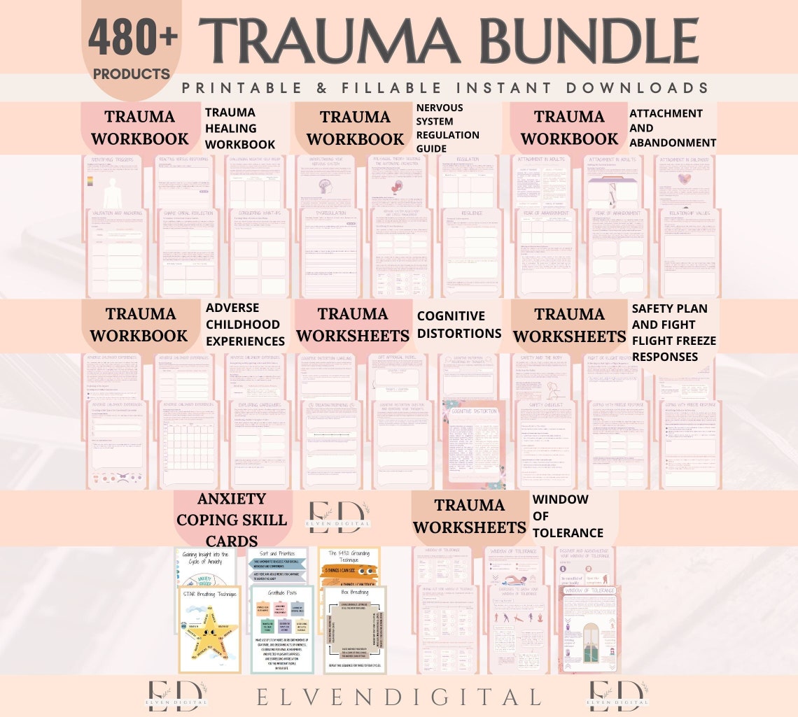 Trauma Therapy Worksheets Adult Mega Bundle Attachment Styles ...