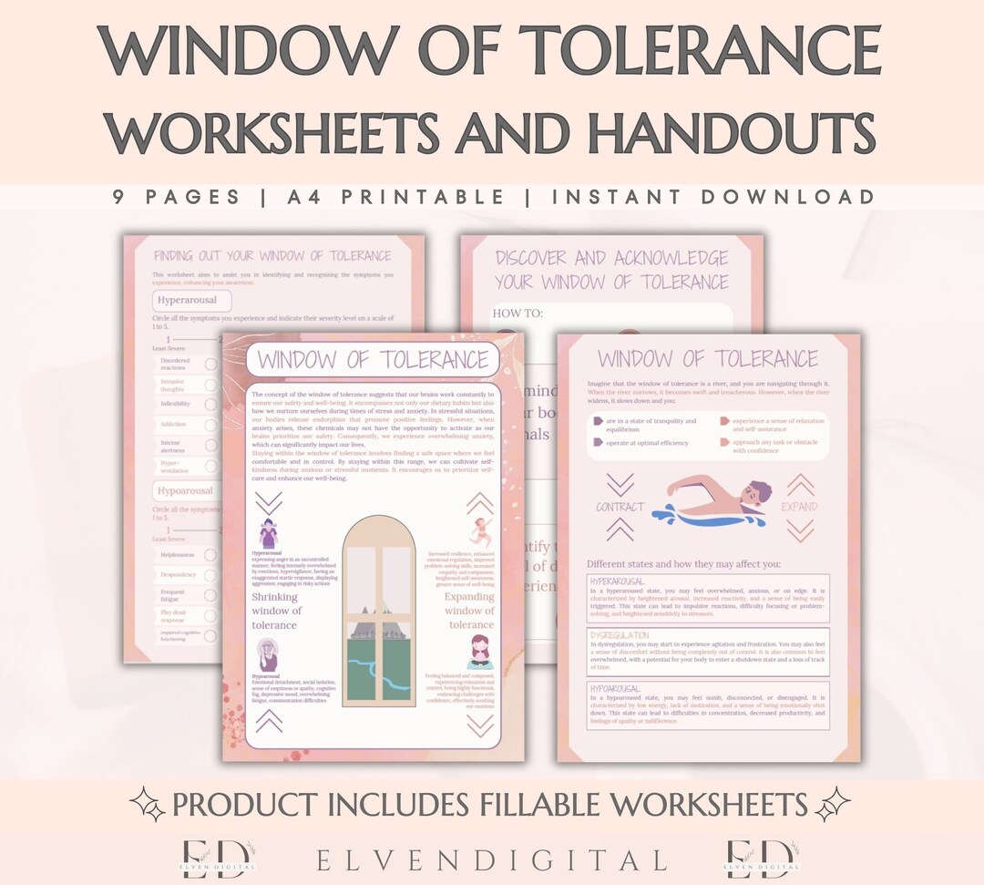 Window of Tolerance Worksheet Emotional Regulation Nervous System ...