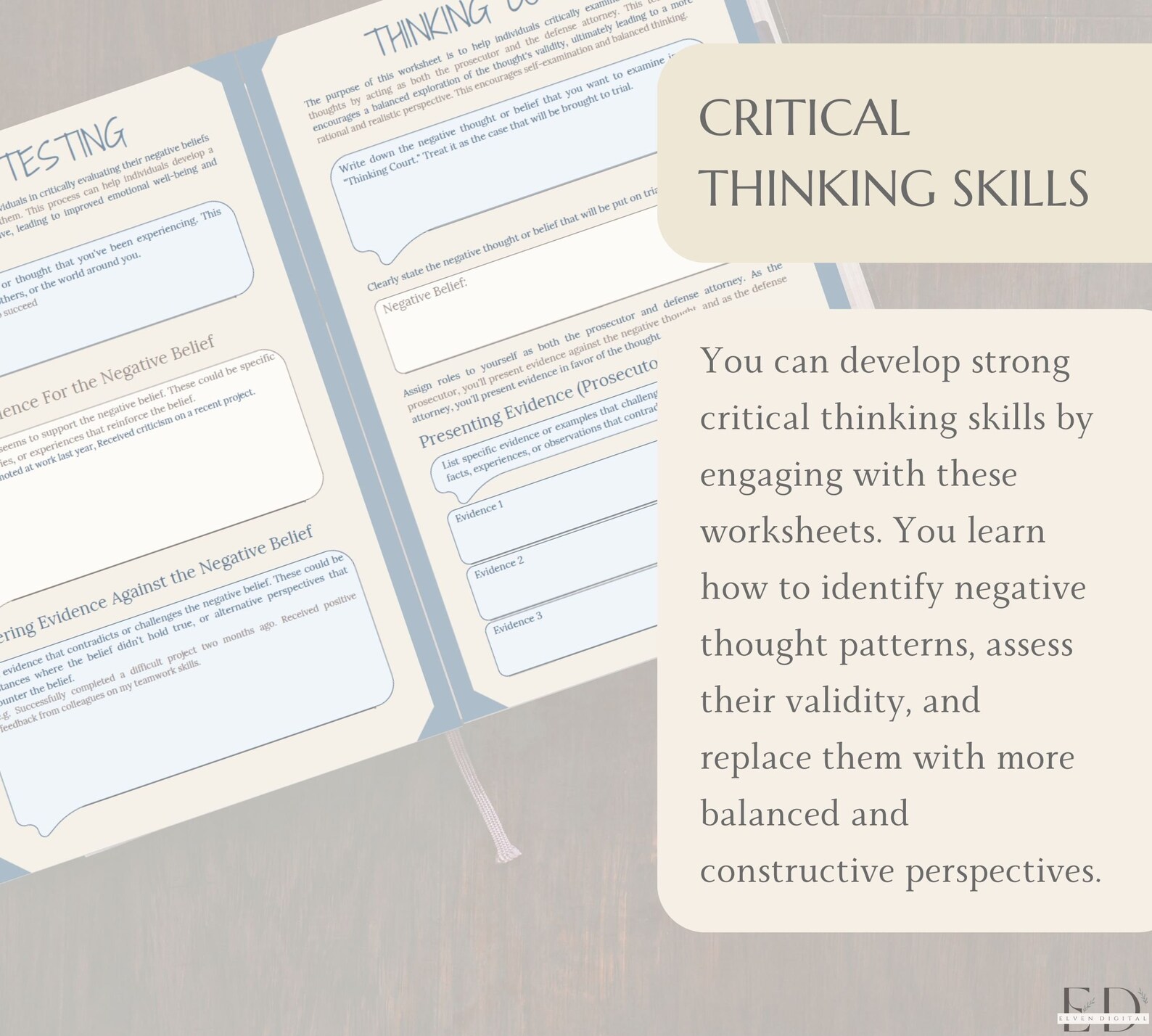 CBT Worksheets for Teen and Adult Challenging Anxious Thoughts CBT for ...