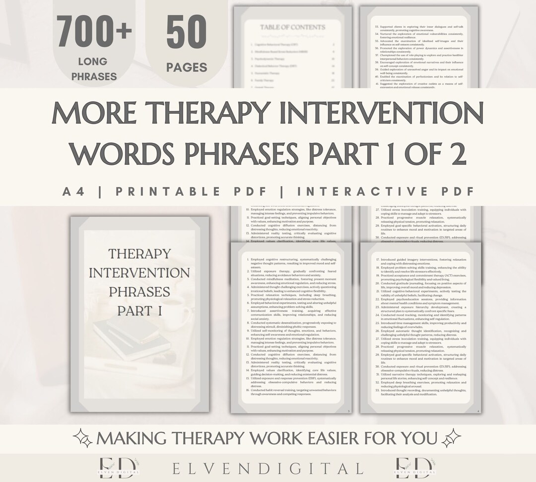 Therapy Intervention List Counseling Session Notes Cheat Sheet Template ...