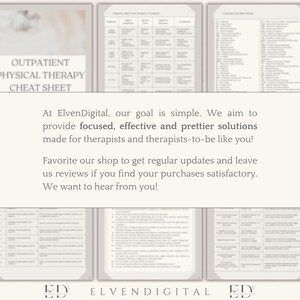 Outpatient Physical Therapy Cheat Sheets Clinical Rotation PT Student ...