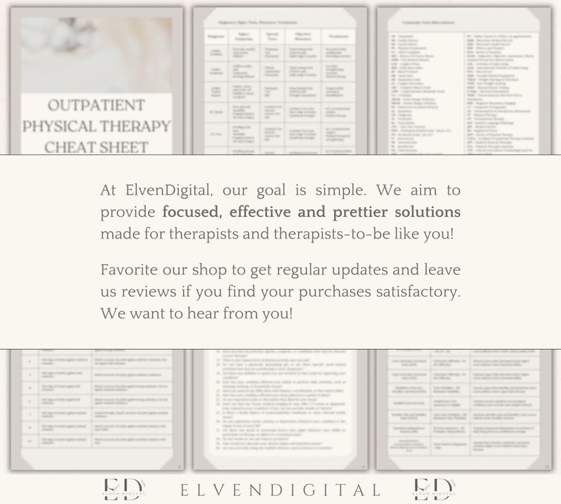 Outpatient Physical Therapy Cheat Sheets Clinical Rotation PT - Etsy