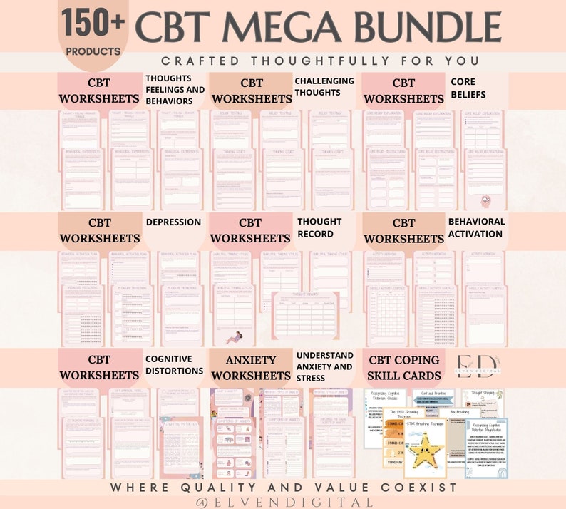CBT Therapy Worksheets Cbt Bundle for Teens and Adults CBT - Etsy Australia