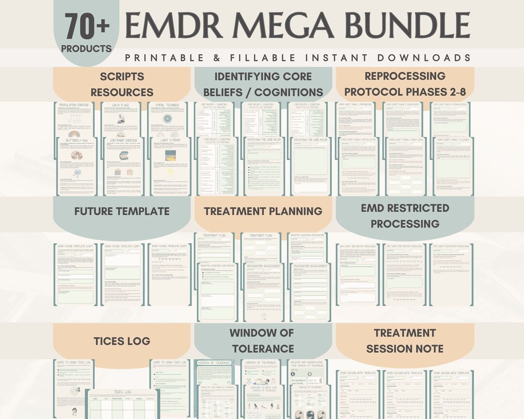 EMDR Worksheets for Therapist EMDR Bundle Therapy Scripts EMDR Handouts ...