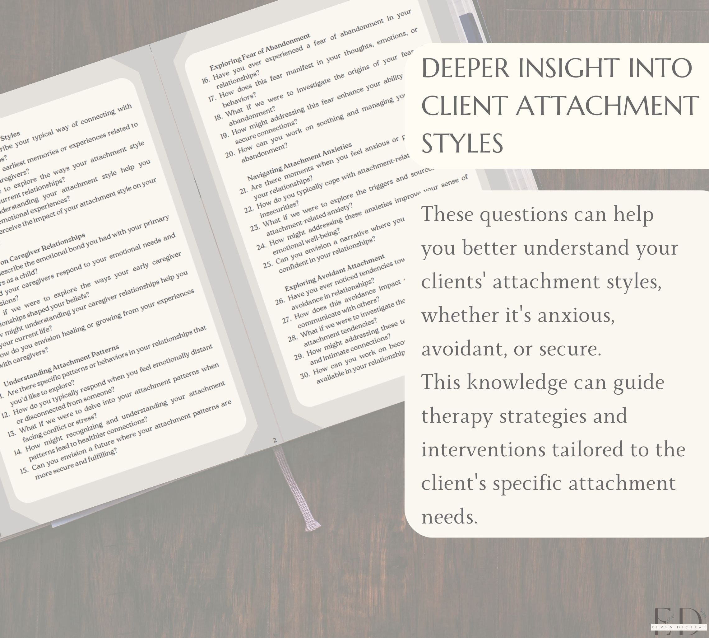 Attachment Theory Therapy Questions Adult Attachment Therapy Worksheets ...