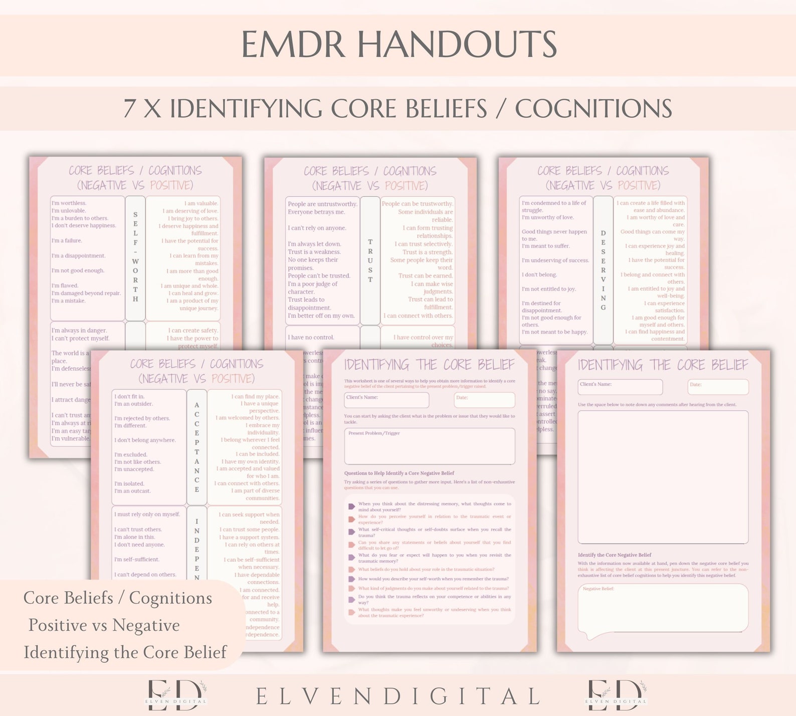 EMDR Worksheet Bundle EMDR Script for Therapist EMDR Therapy Worksheets ...