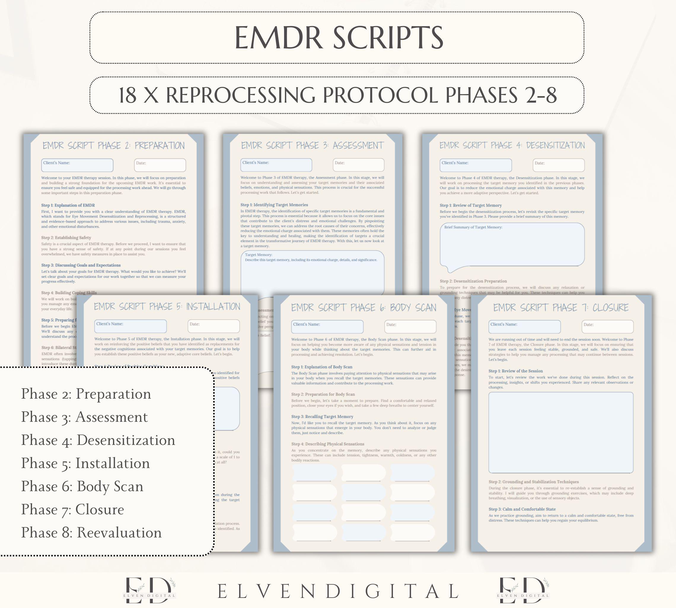 EMDR Worksheet Bundle Eye Movement Psychotherapy Bundle EMDR Scripts ...