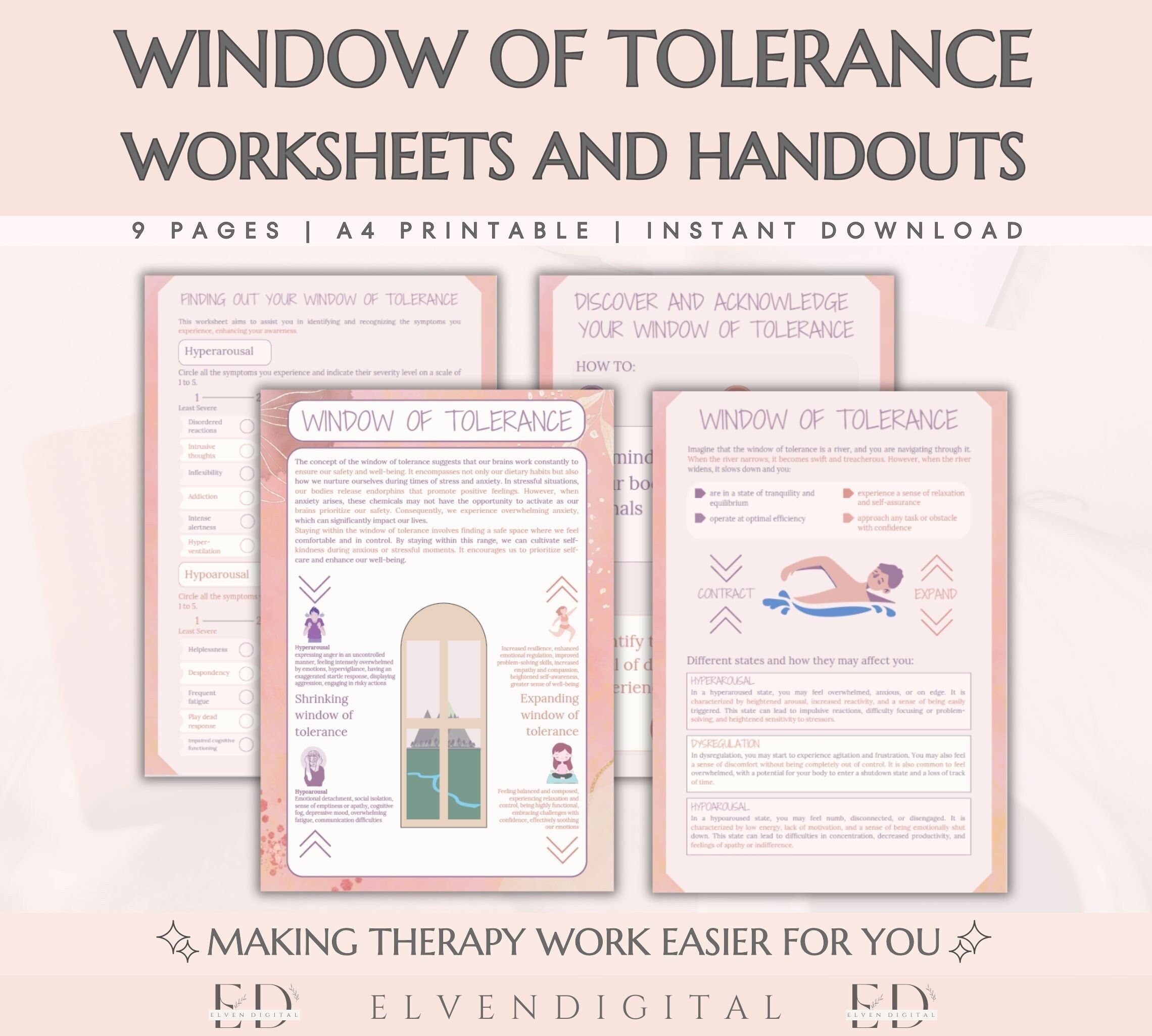 Window of Tolerance Worksheet Emotional Regulation Nervous System ...