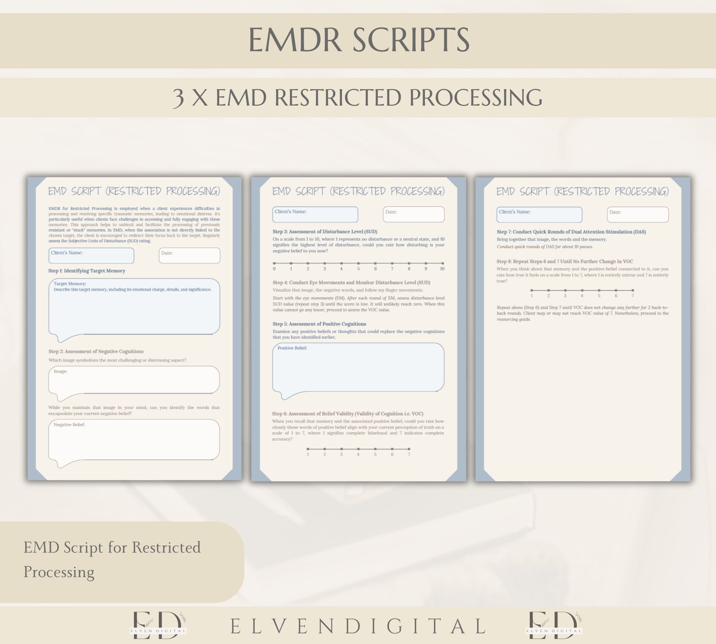 EMDR Worksheet Bundle Eye Movement Psychotherapy Bundle EMDR Scripts ...