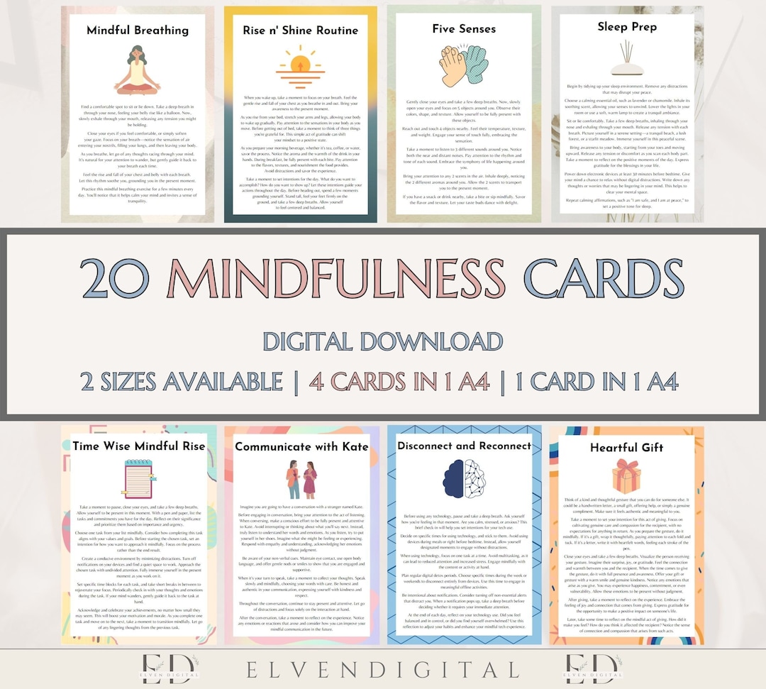 Guided Mindfulness Cards Therapy Office Decor Scripted Meditation ...