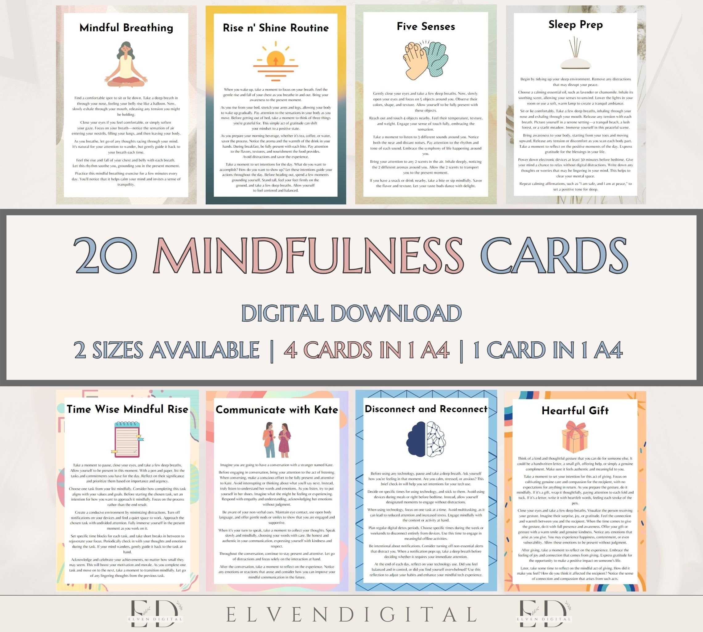 Guided Mindfulness Cards Therapy Office Decor Scripted Meditation ...