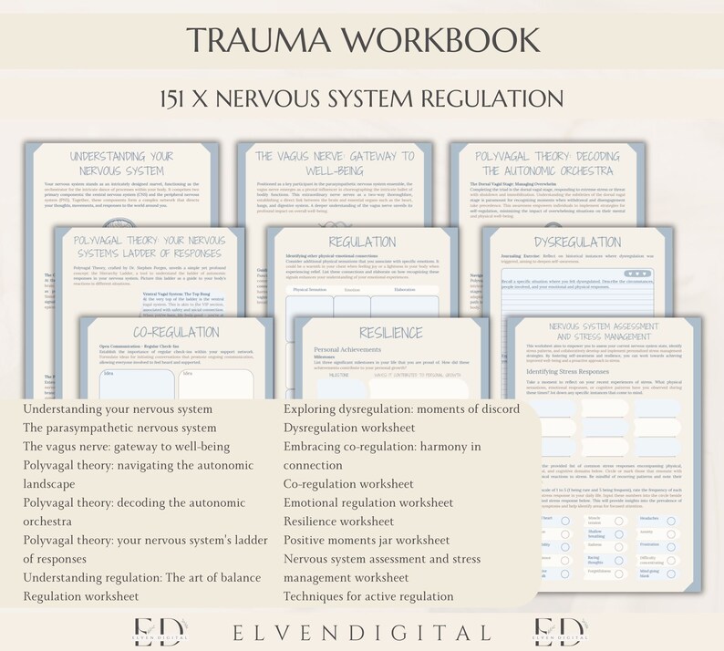 Trauma Therapy Bundle Nervous System Regulation Workbook Adult Trauma ...