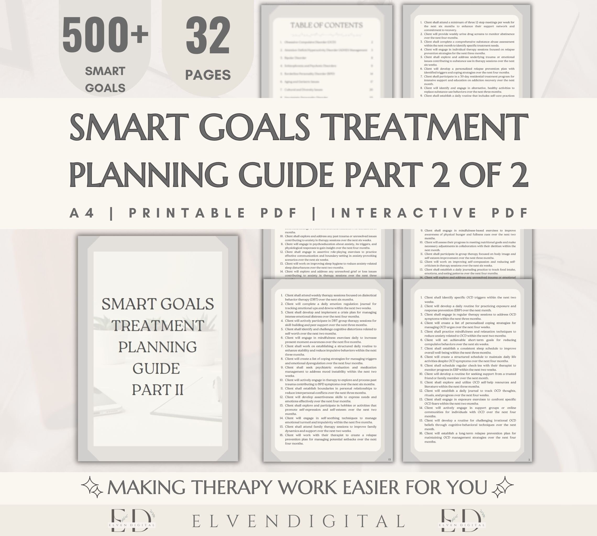 SMART Goals Treatment Planning Guide for Therapist Progress Notes ...