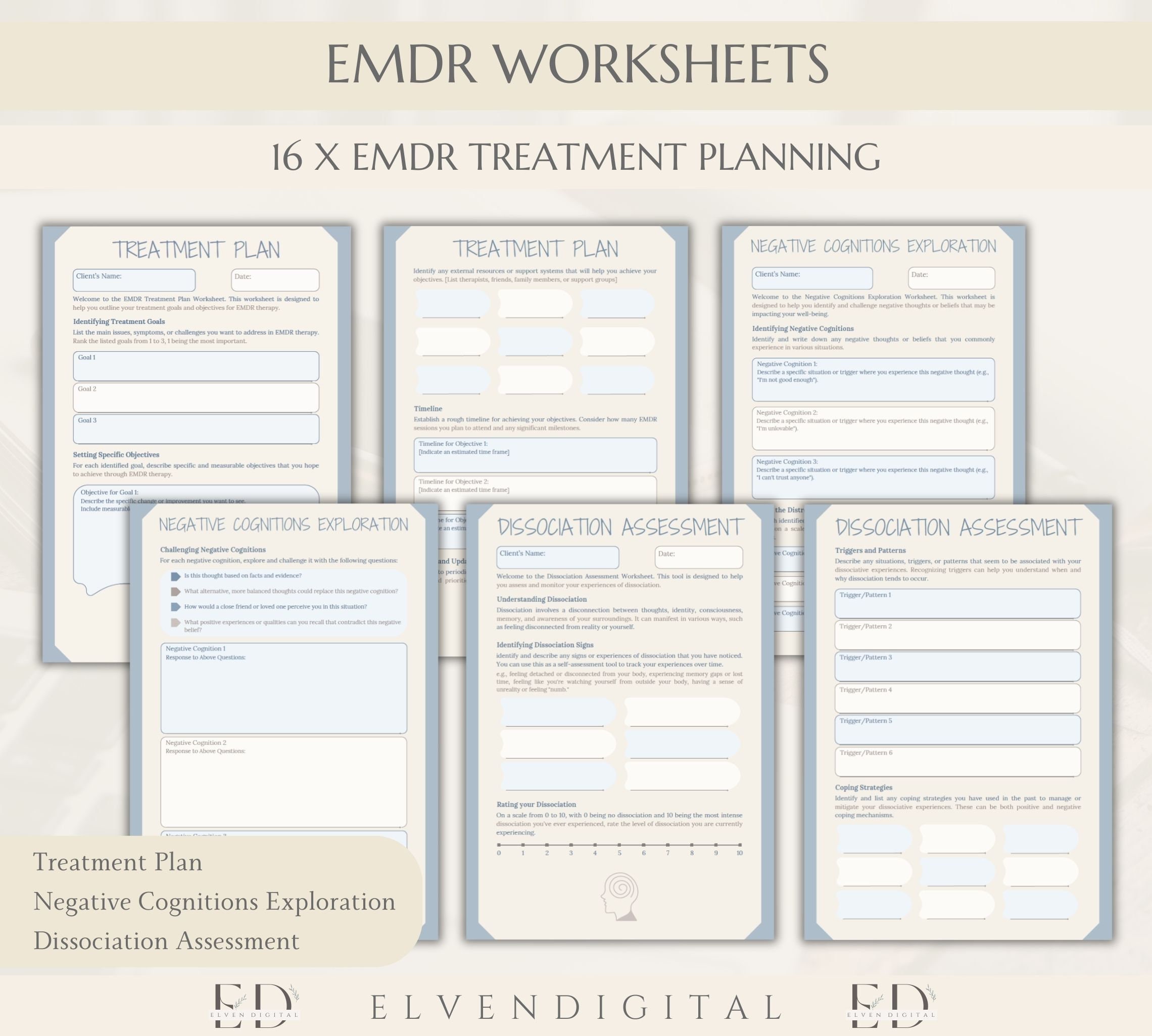EMDR Worksheet Bundle Eye Movement Psychotherapy Bundle EMDR Scripts ...