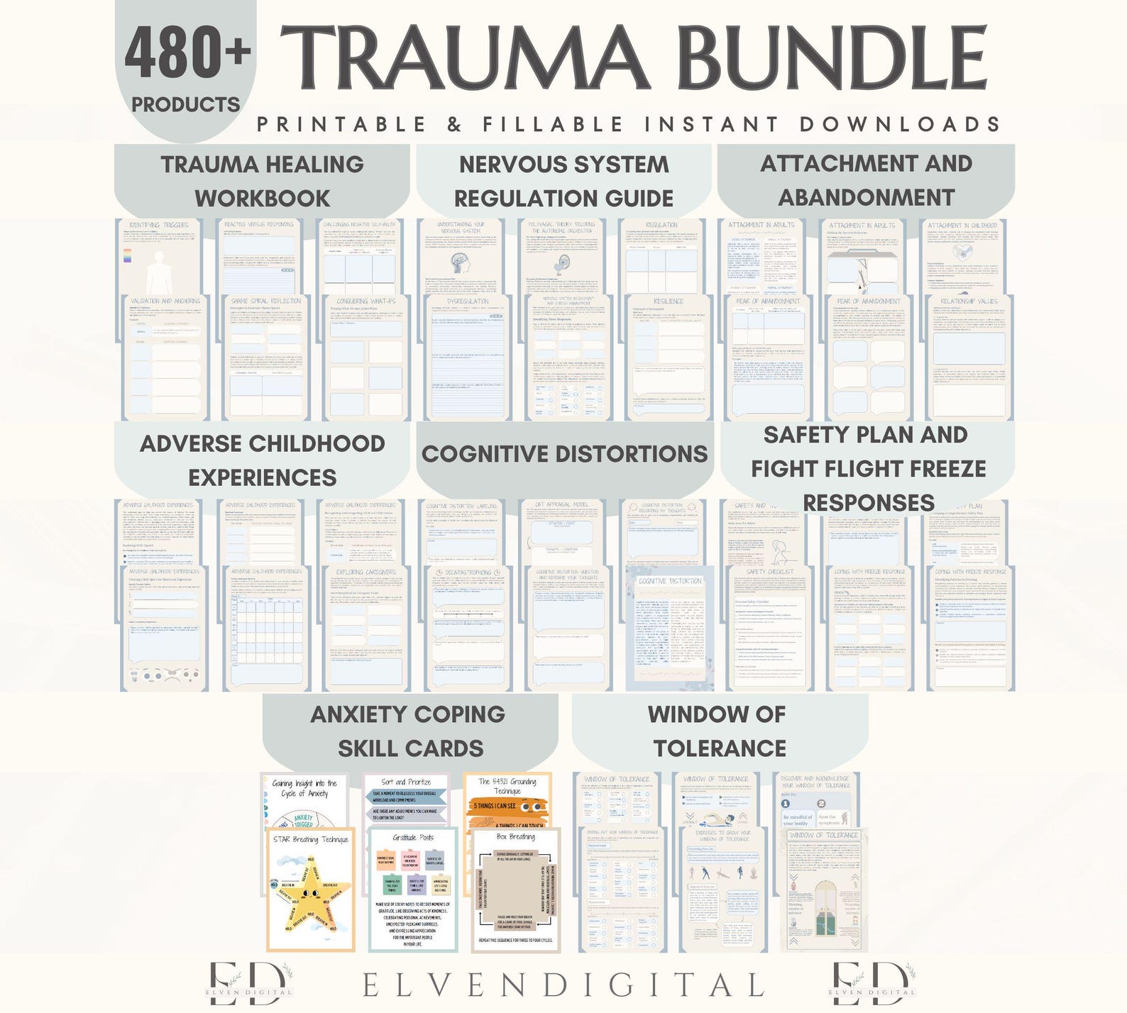 Trauma Therapy Bundle Nervous System Regulation Workbook Adult Trauma ...