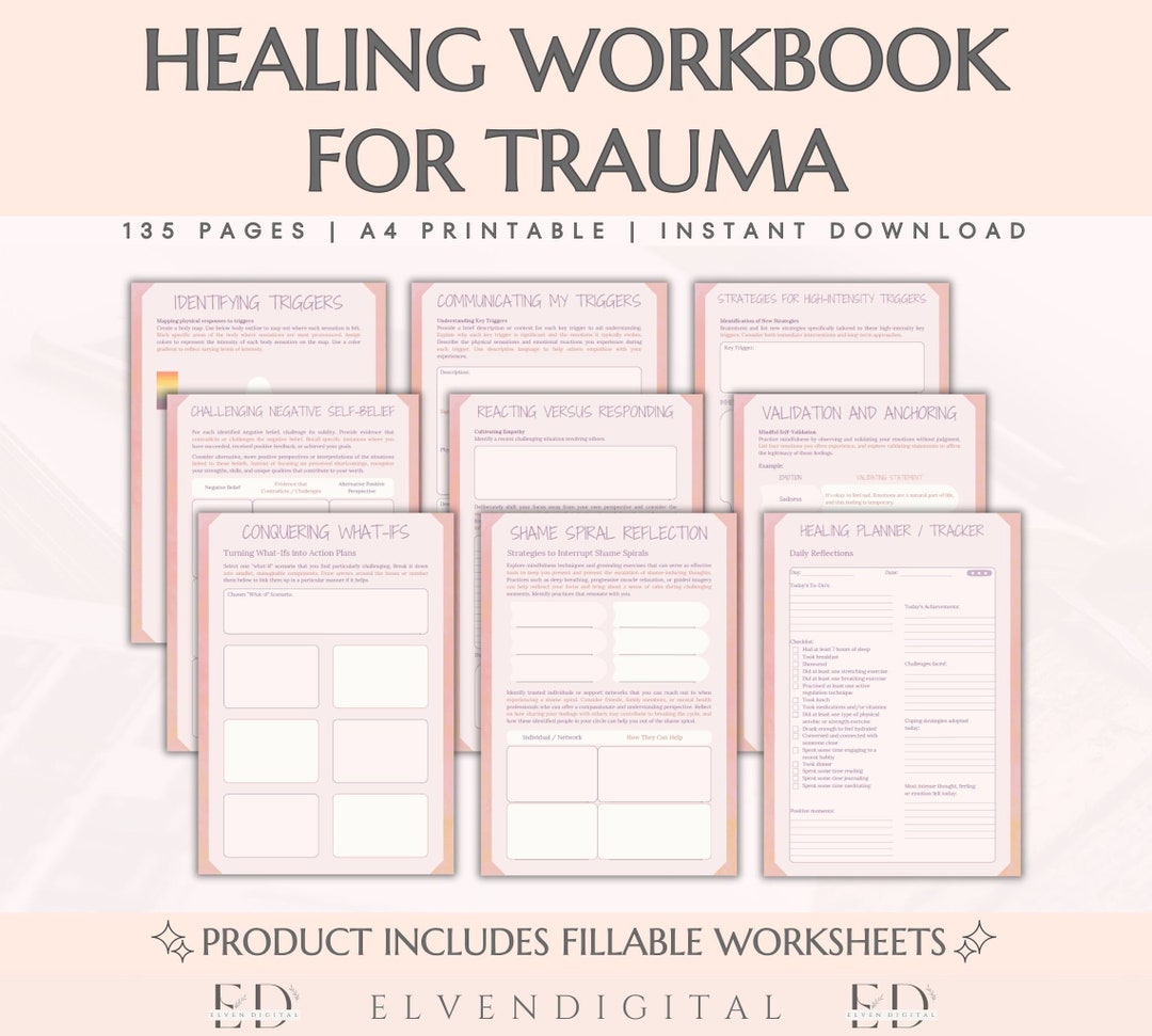 Trauma Therapy Workbook Trauma Healing Worksheets for Adults Crisis ...