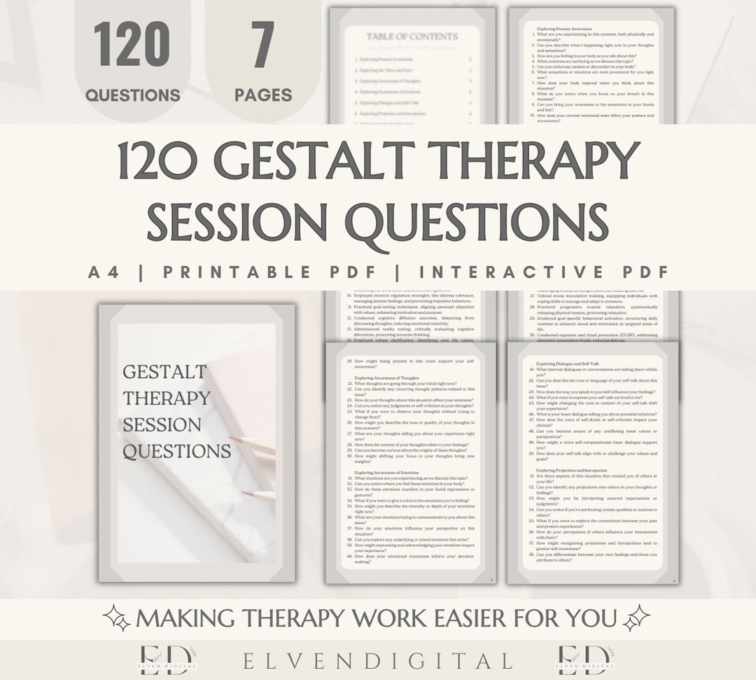 Gestalt Therapy Session Questions for Client Therapist Questions ...