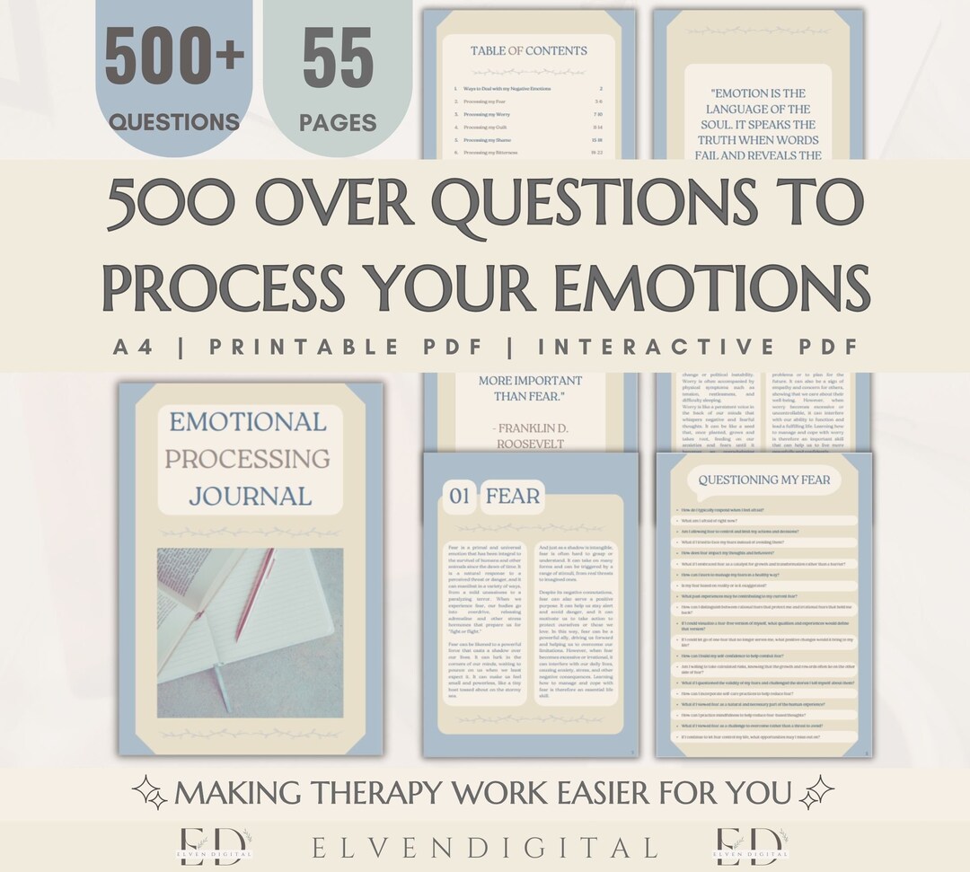 Emotion Processing Thoughts Journal Reflection Resource Printable ...
