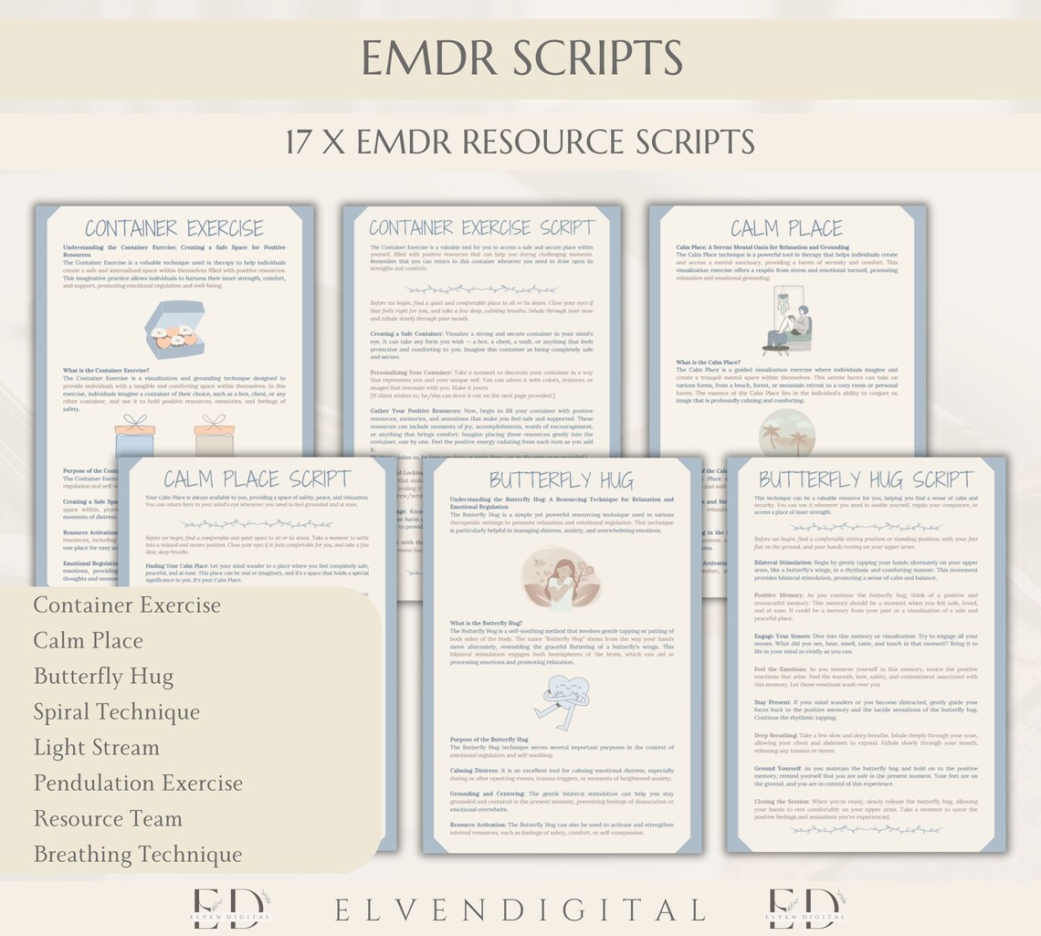 EMDR Worksheet Bundle Eye Movement Psychotherapy Bundle EMDR Scripts ...