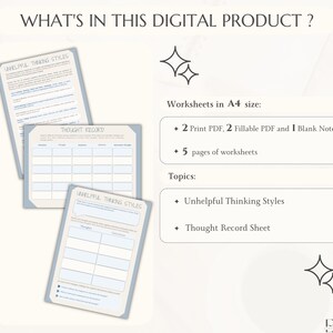 CBT Thought Record Worksheet CBT Unhelpful Thinking Styles Counseling ...