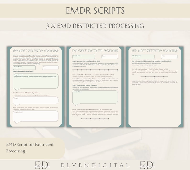 EMDR Worksheets for Therapist EMDR Bundle Therapy Scripts EMDR Handouts ...