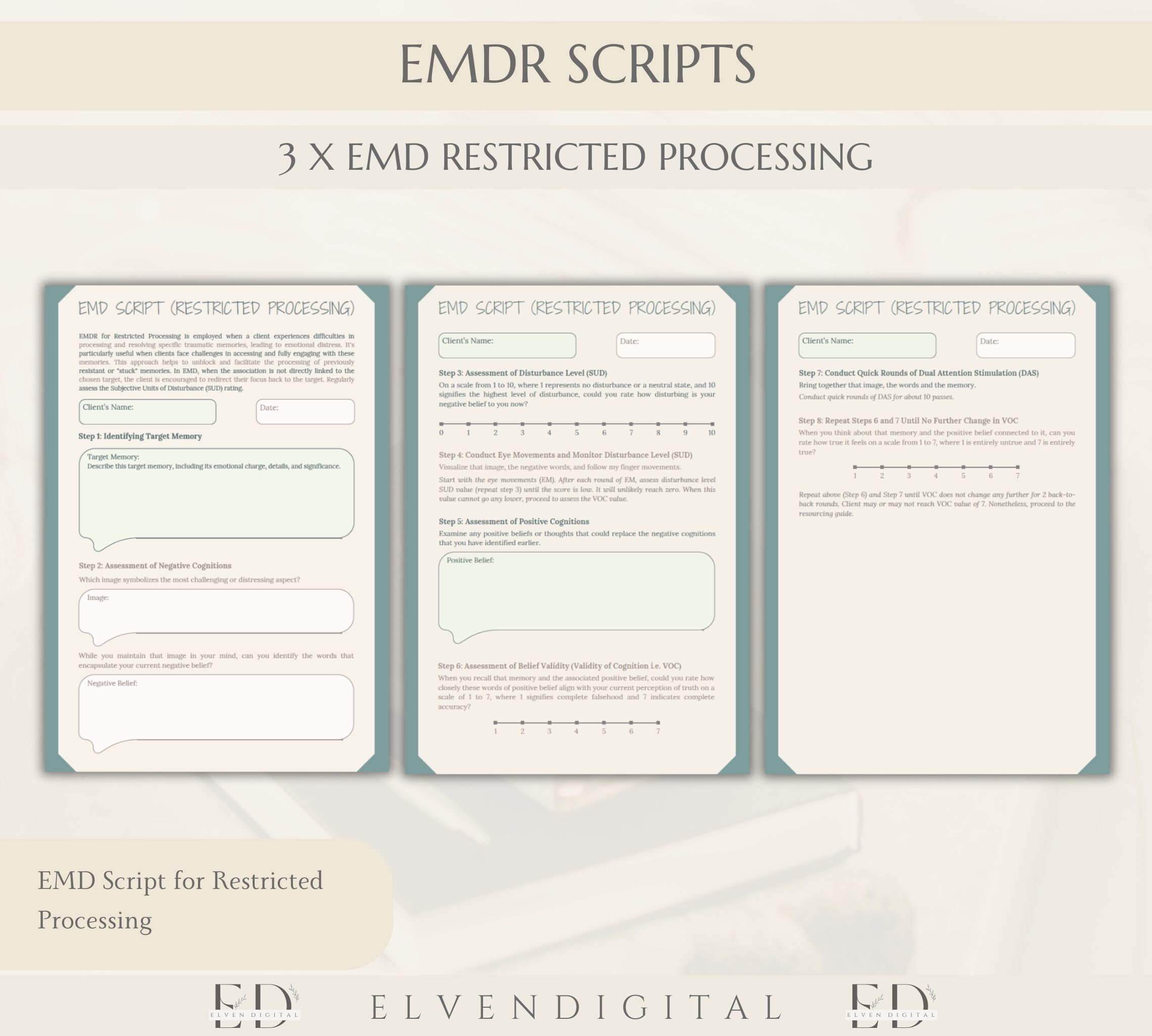 EMDR Worksheets for Therapist EMDR Bundle Therapy Scripts EMDR Handouts ...