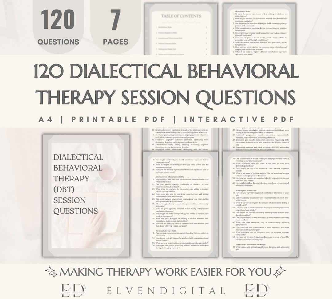 Dialectical Behavioral Therapy Session Questions DBT Cheat Sheet DBT ...