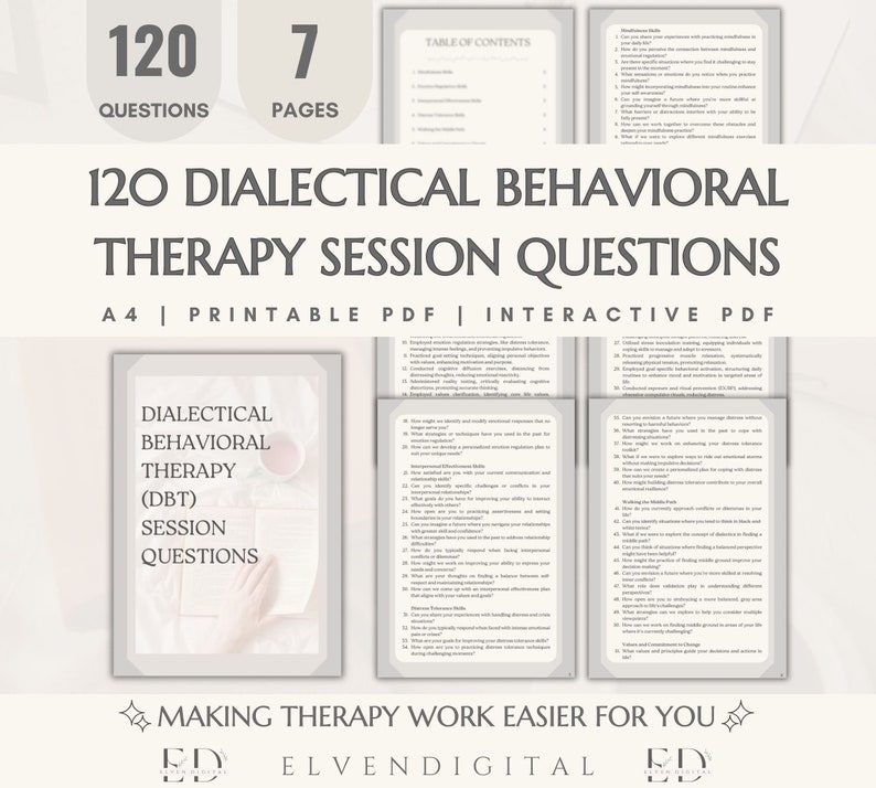 Dialectical Behavioral Therapy Session Questions DBT Cheat Sheet DBT ...