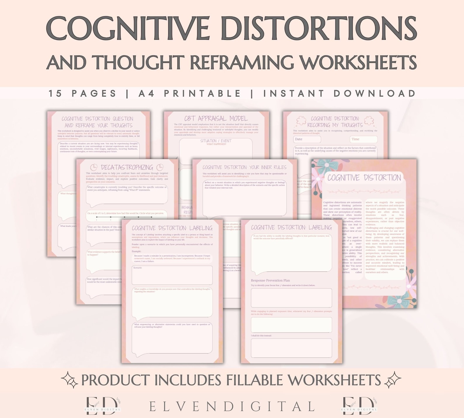 Cognitive Distortion Worksheets Therapy Cognitive Psychology Worksheets ...