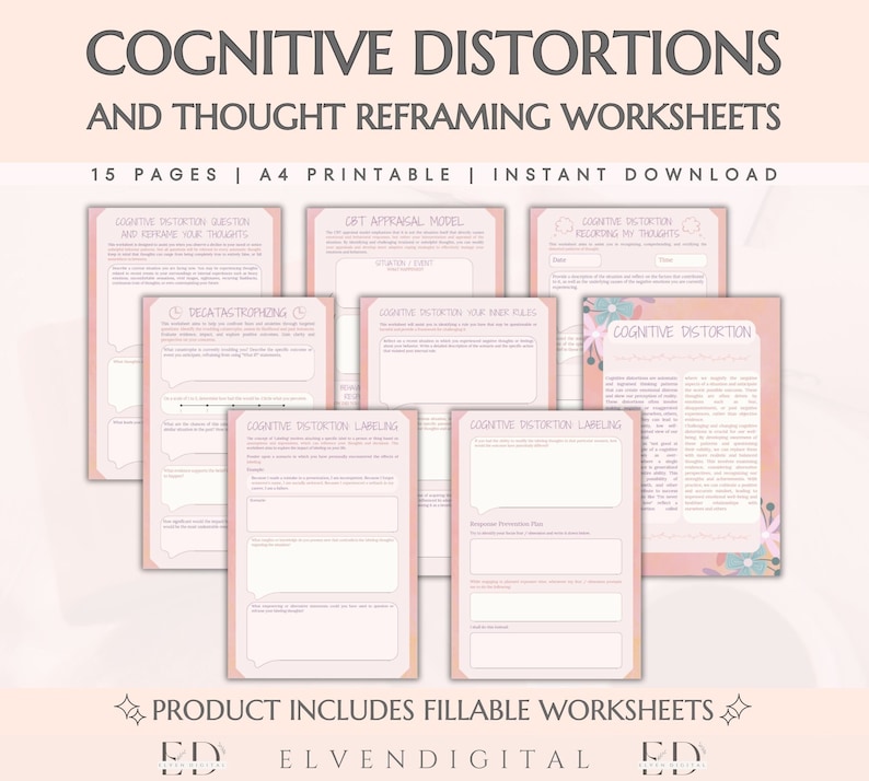 Cognitive Distortion Worksheets Therapy Cognitive Psychology Worksheets ...
