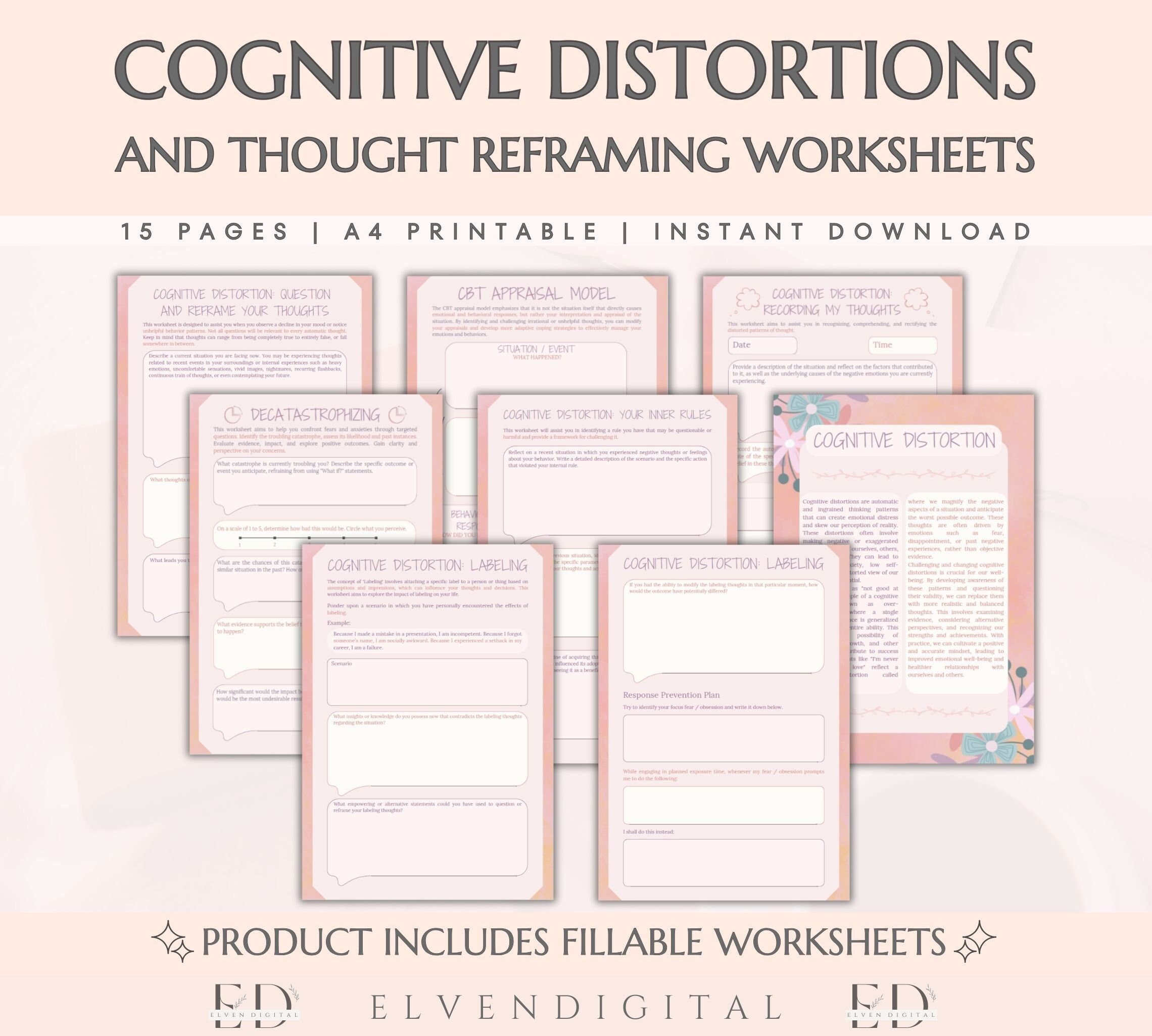 Cognitive Distortion Worksheets Therapy Cognitive Psychology Worksheets ... Cognitive Distortion Worksheets Therapy Cognitive Psychology Worksheets ...