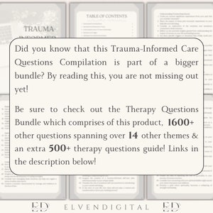 Trauma Informed Therapy Session Questions for Client Counseling ...