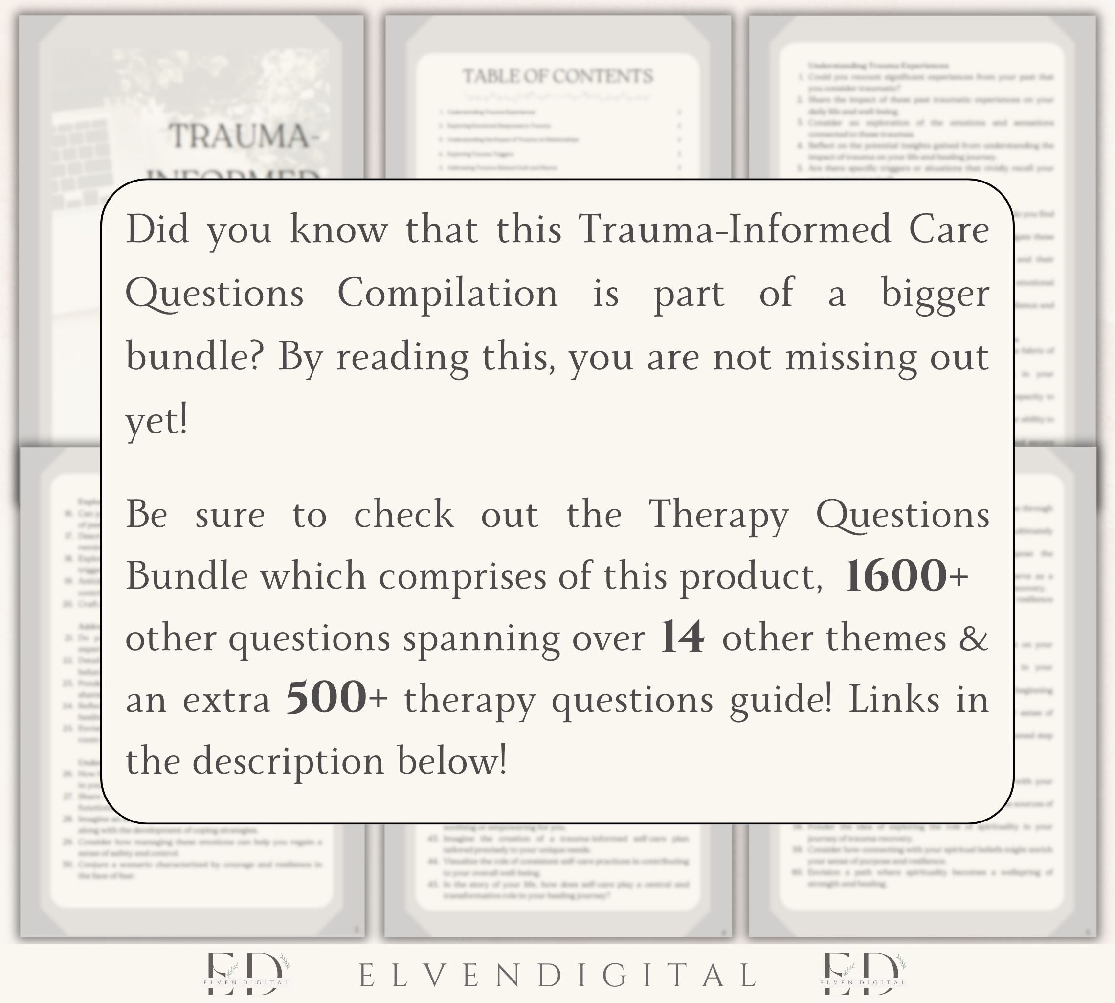 Trauma Informed Therapy Session Questions for Client Counseling ...