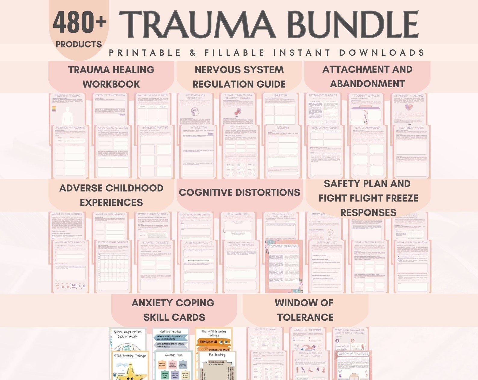 Trauma Therapy Worksheets Adult Mega Bundle Attachment Styles ...