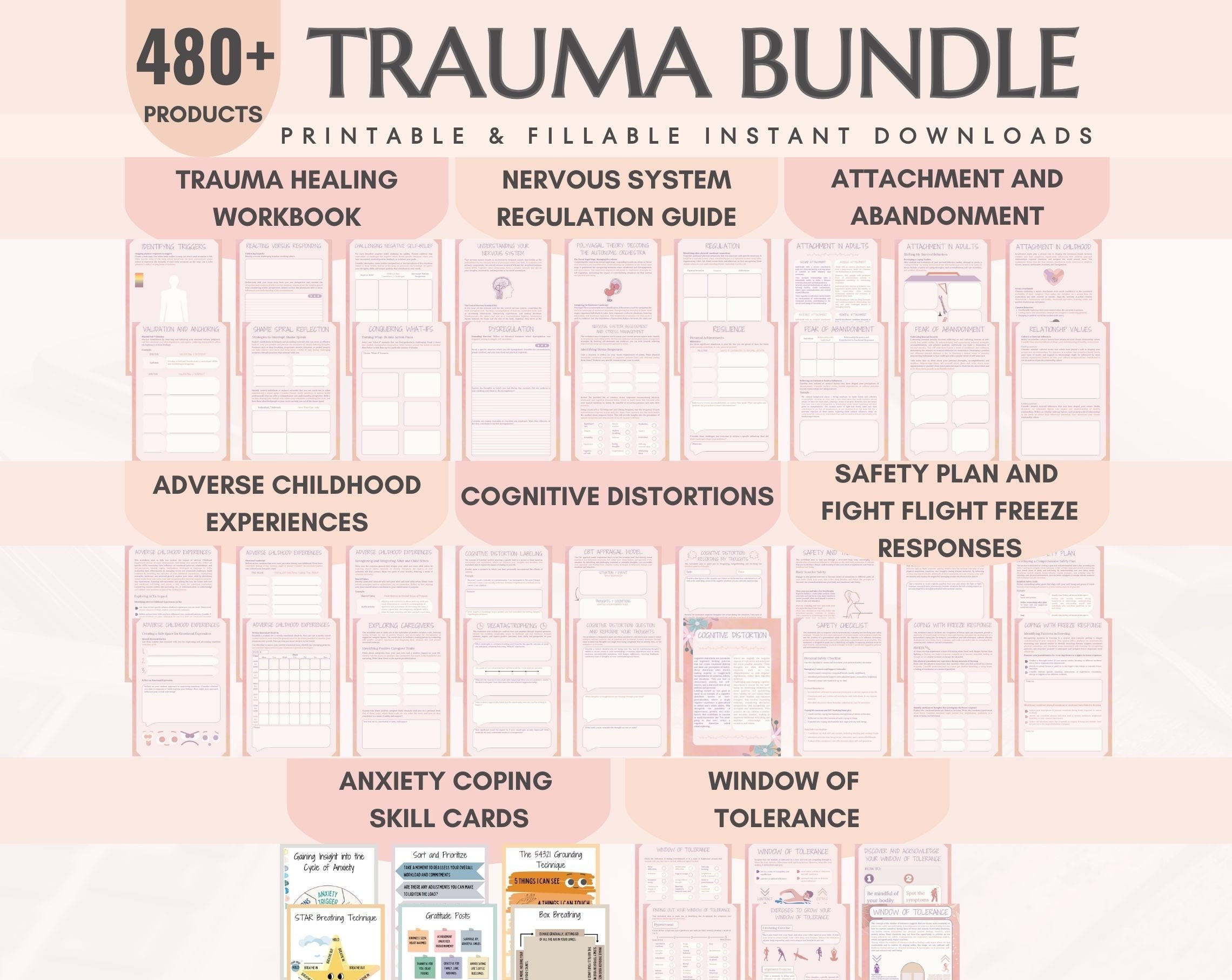 Trauma Therapy Worksheets Adult Mega Bundle Attachment Styles ...