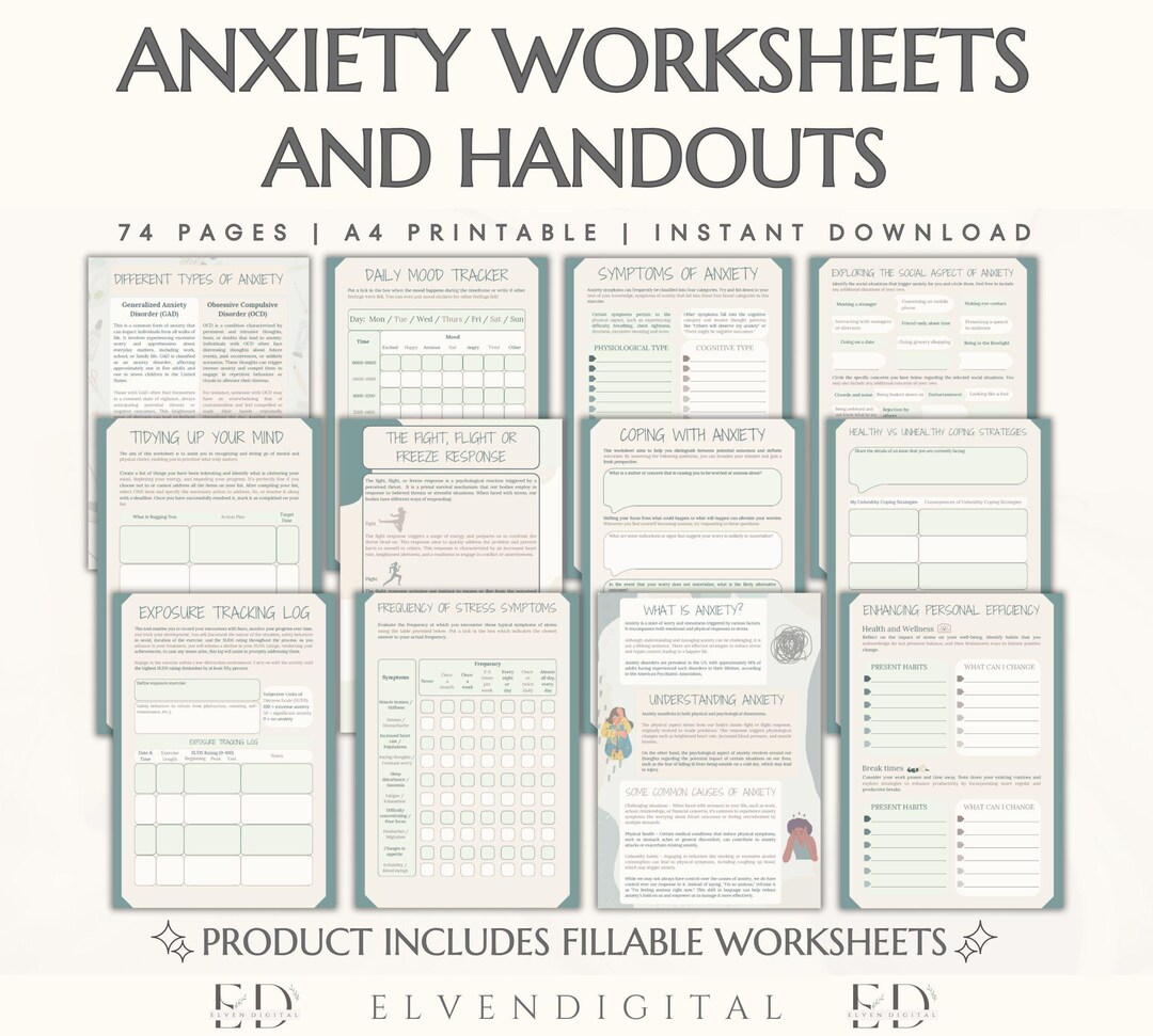 Anxiety Worksheets for Therapist Anxiety Coping Skills Worksheets for ...