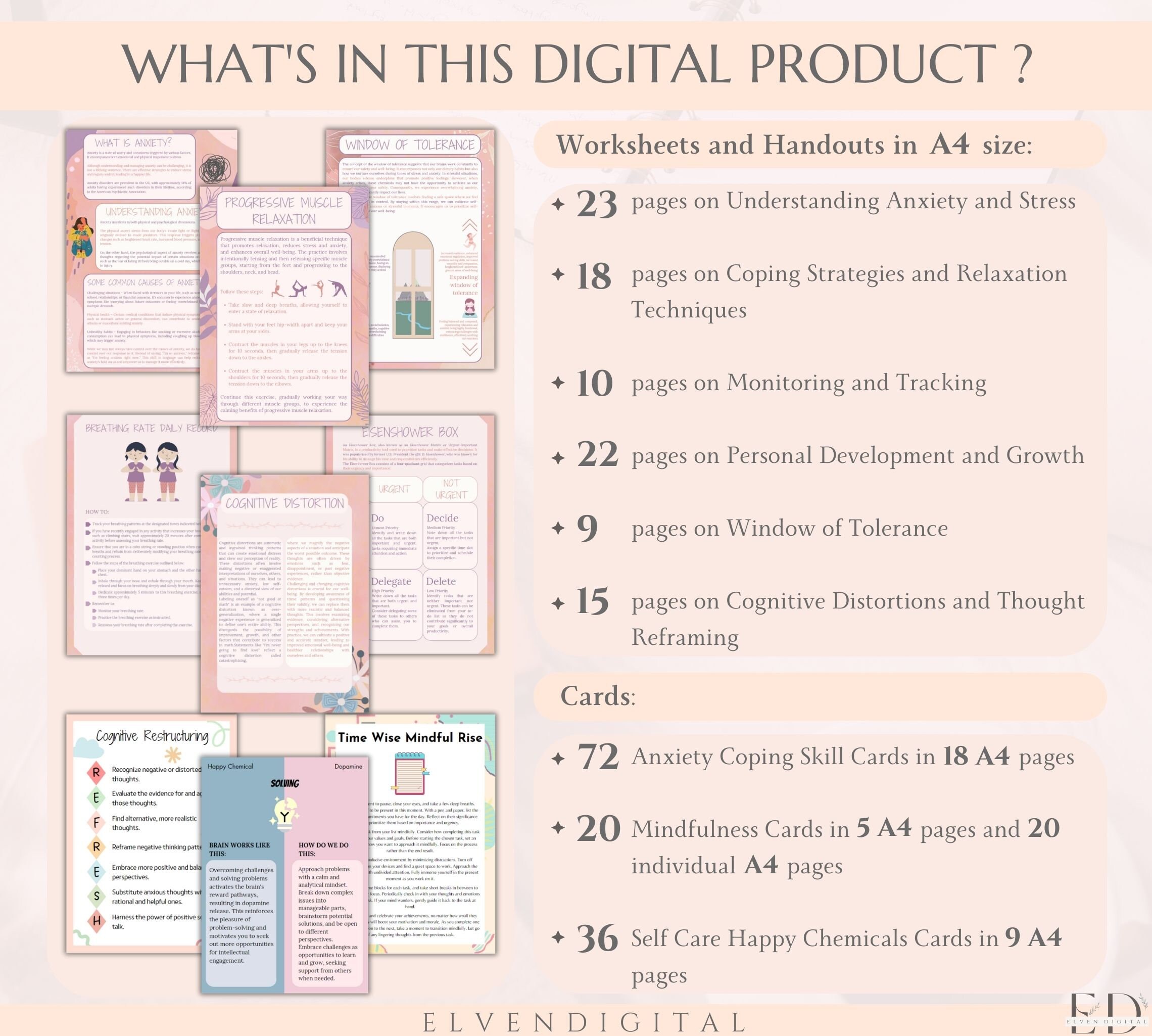Therapy Workbook Coping Skills Cards Therapist Anxiety Bundle ...