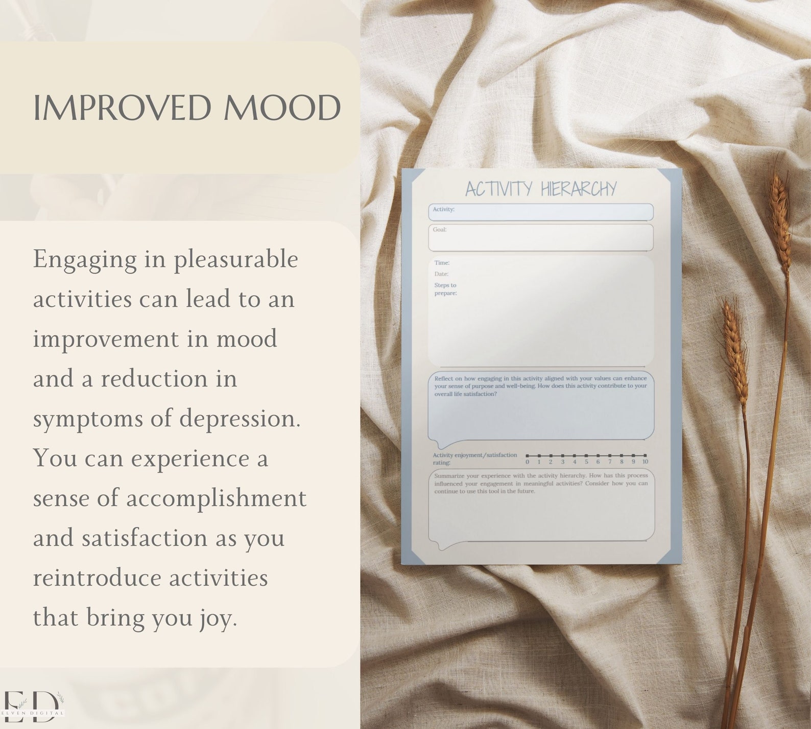 CBT Worksheets Behavioral Activation Counseling Handout Activity ...