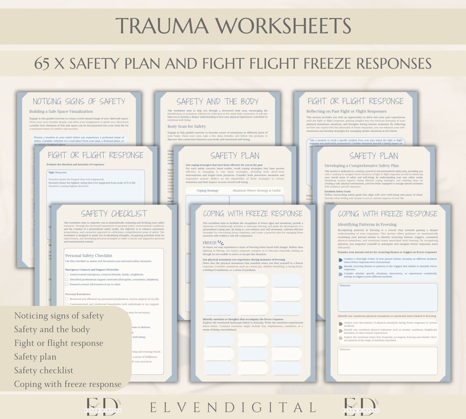 Trauma Therapy Bundle Nervous System Regulation Workbook Adult Trauma ...
