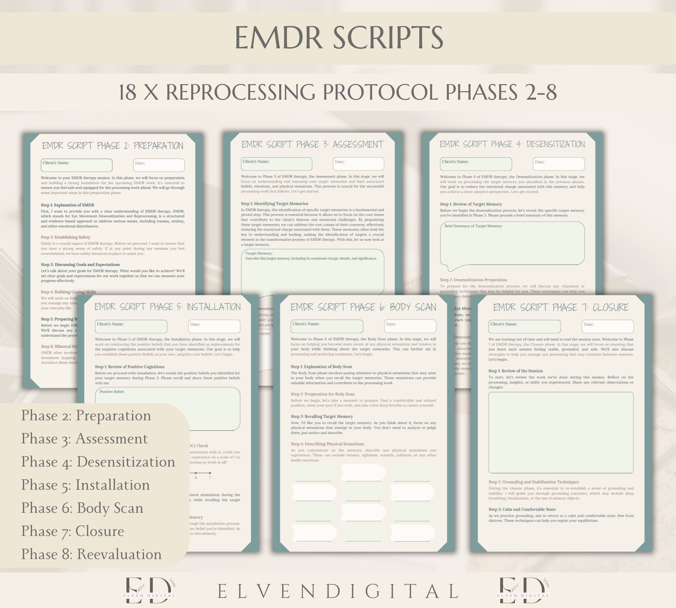 EMDR Worksheets for Therapist EMDR Bundle Therapy Scripts EMDR Handouts ...