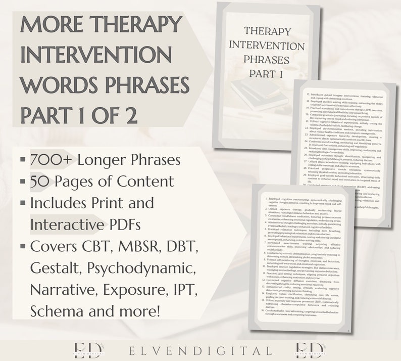 Therapy Intervention List Counseling Session Notes Cheat Sheet Template ...