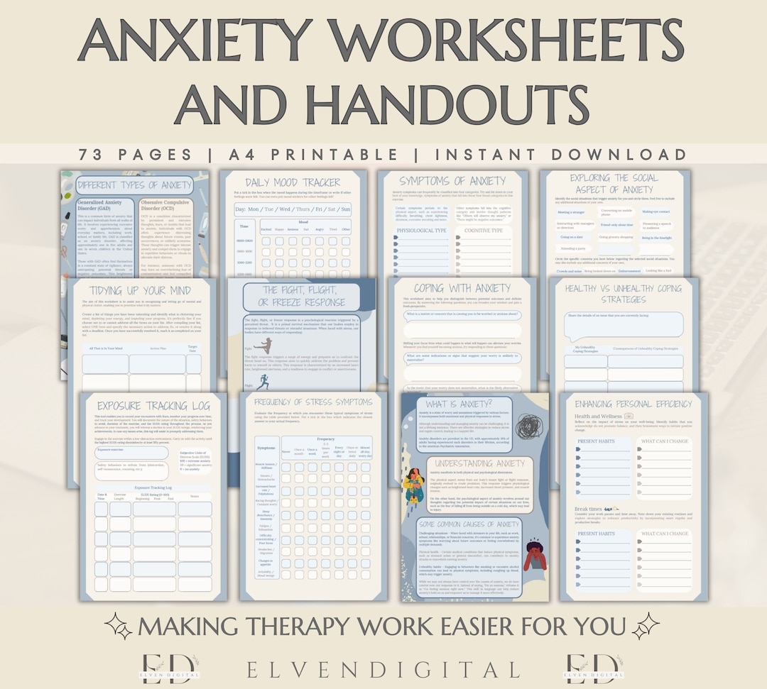 Anxiety Management Worksheet Therapy Resources Anxiety Worksheets for ...