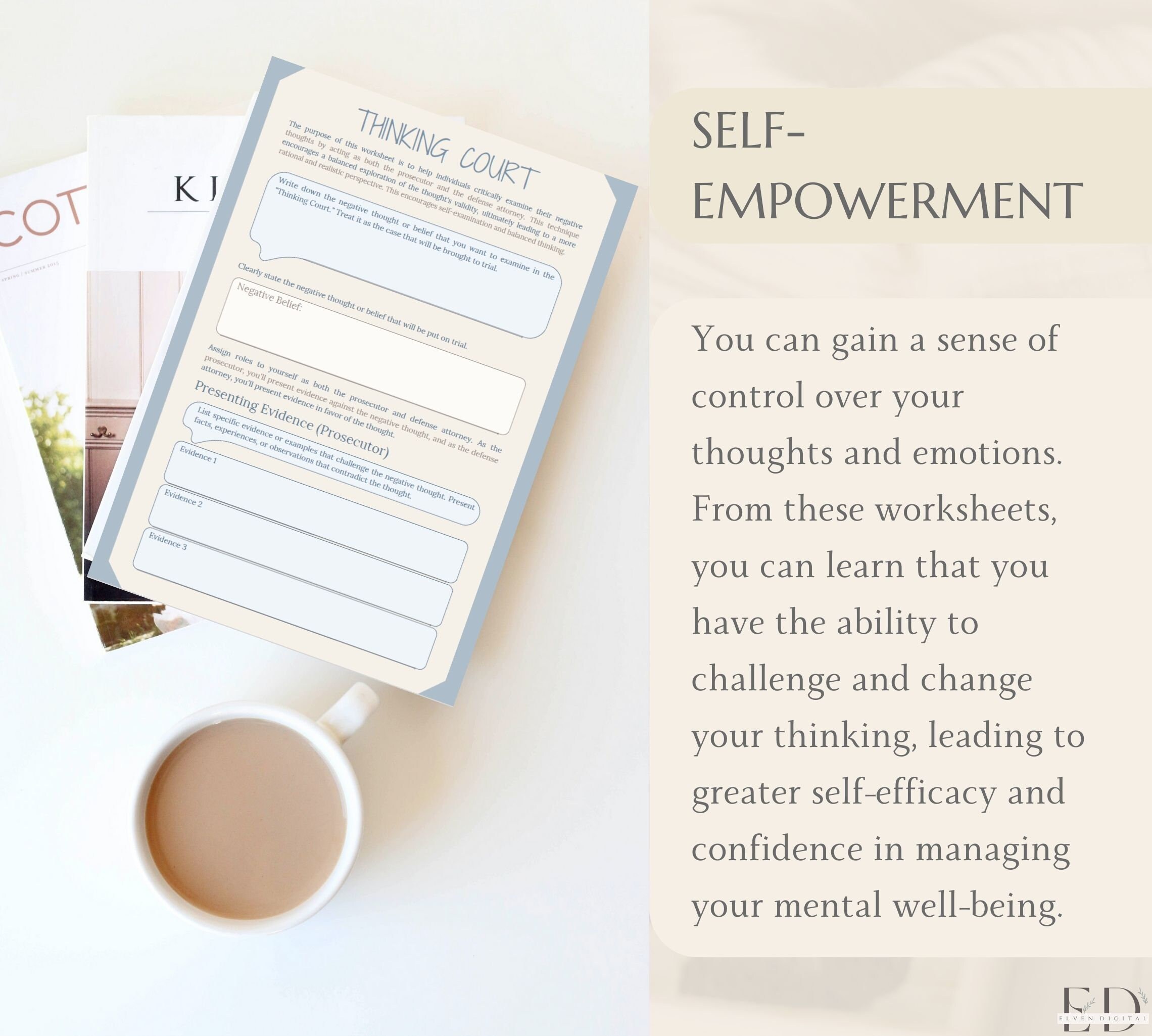 CBT Worksheets for Teen and Adult Challenging Anxious Thoughts CBT for ...