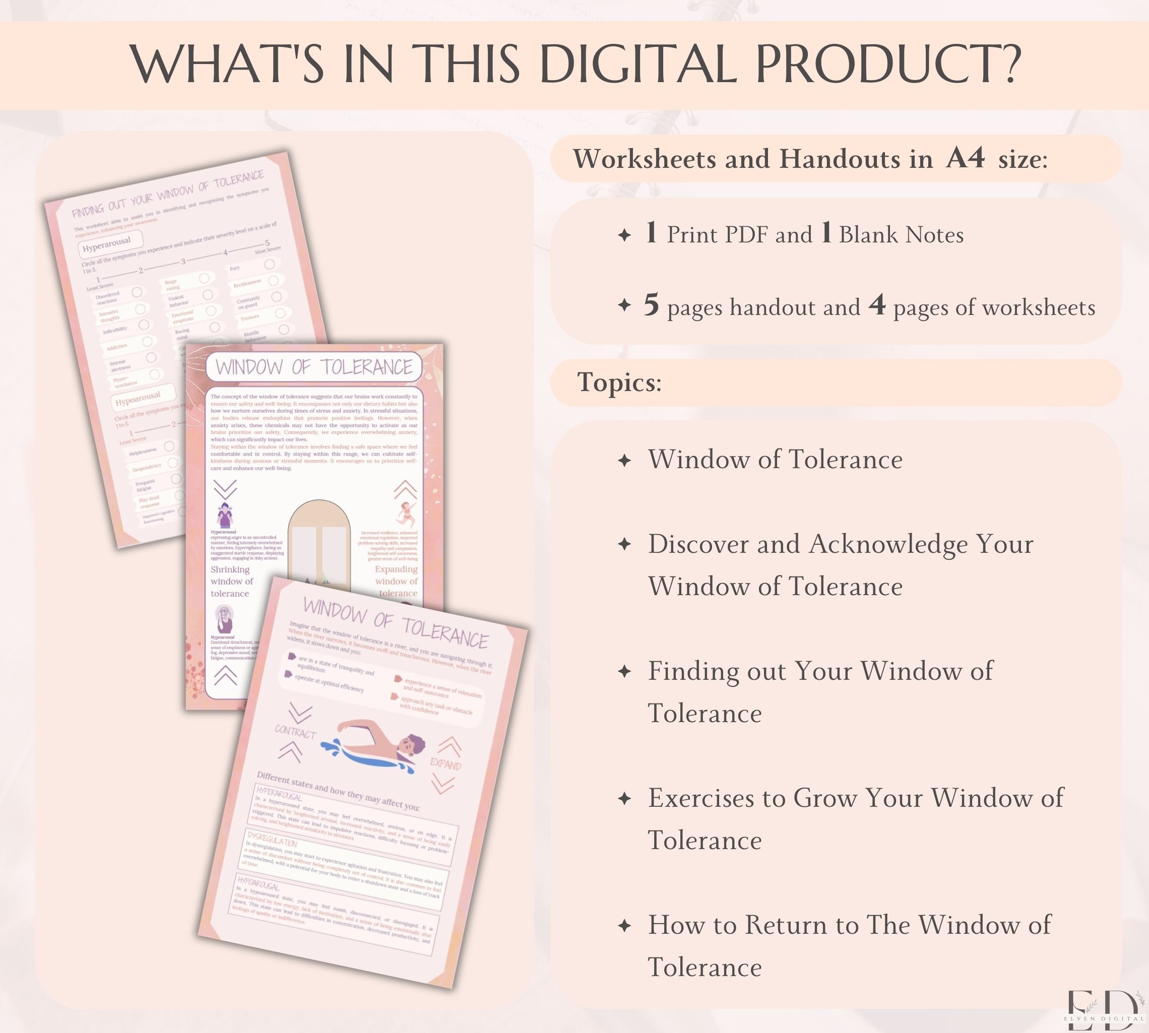 Window of Tolerance Worksheet Emotional Regulation Nervous System ...