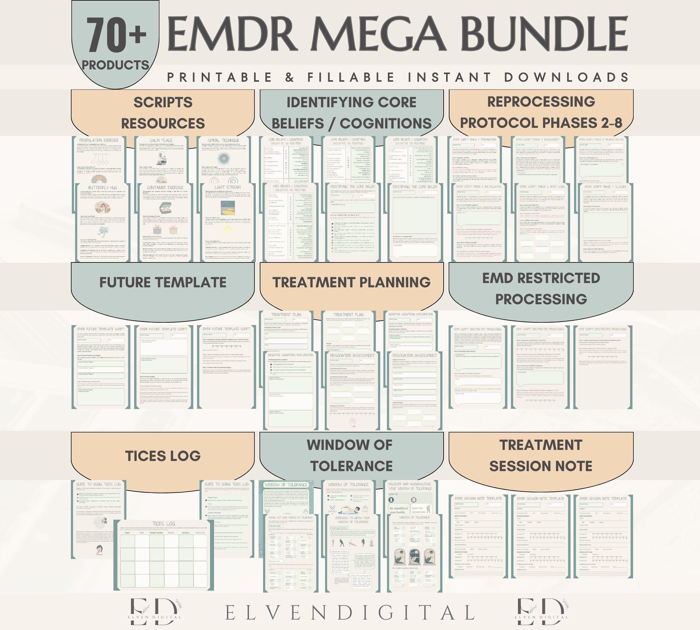 EMDR Worksheets for Therapist EMDR Bundle Therapy Scripts EMDR Handouts ...